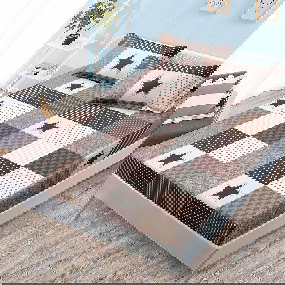 Cearceaf din Finet cu Elastic - 180x200 + 2 Fete Perna - Patratele cu ...