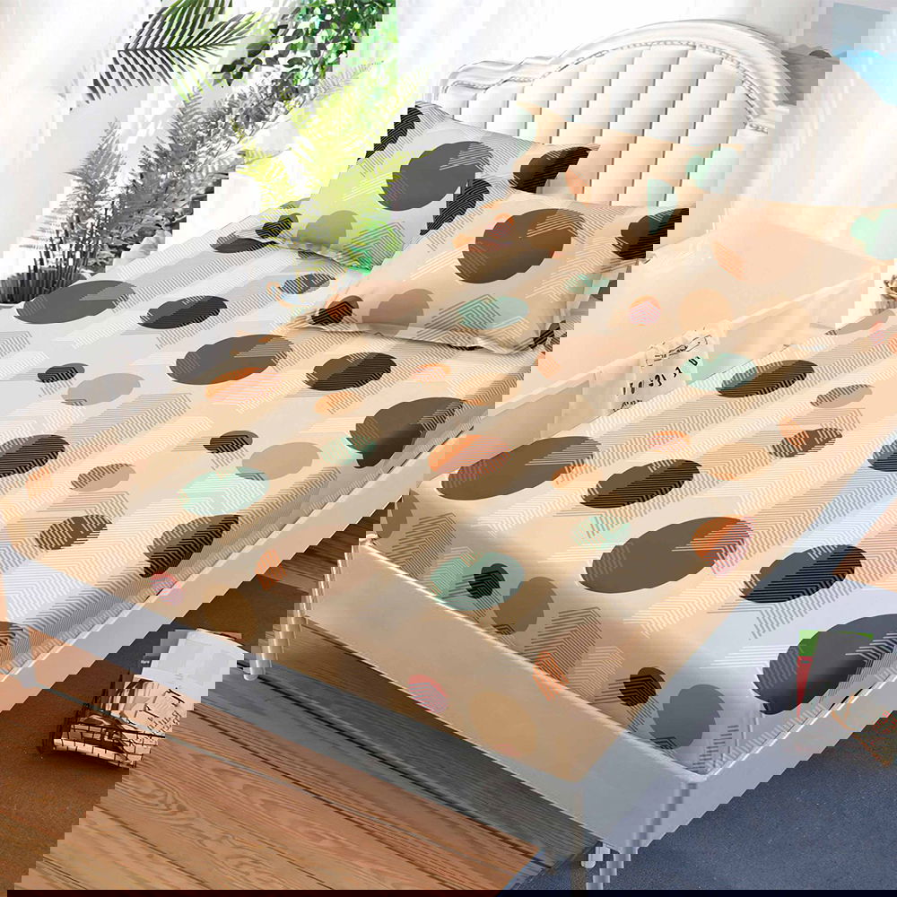 Cearceaf din Finet cu Elastic - 180x200 + 2 Fete Perna - Buline Mari ...