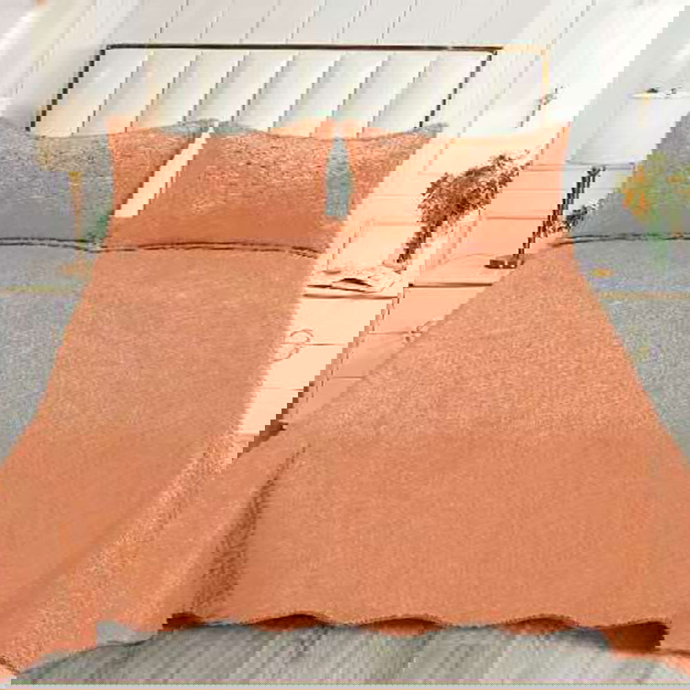 Set 3 Piese Cuvertura de Pat Uni Finet + 2 Fete de Perna 54x75 cm - Ocru Portocaliu - CVF0048