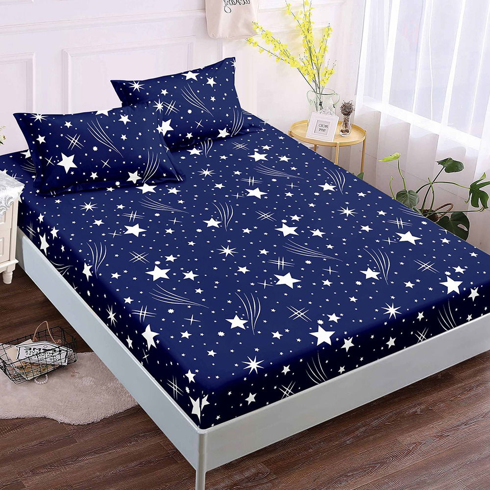 Cearceaf din Finet cu Elastic - 160x200 + 2 Fete Perna - Bleumarin ...