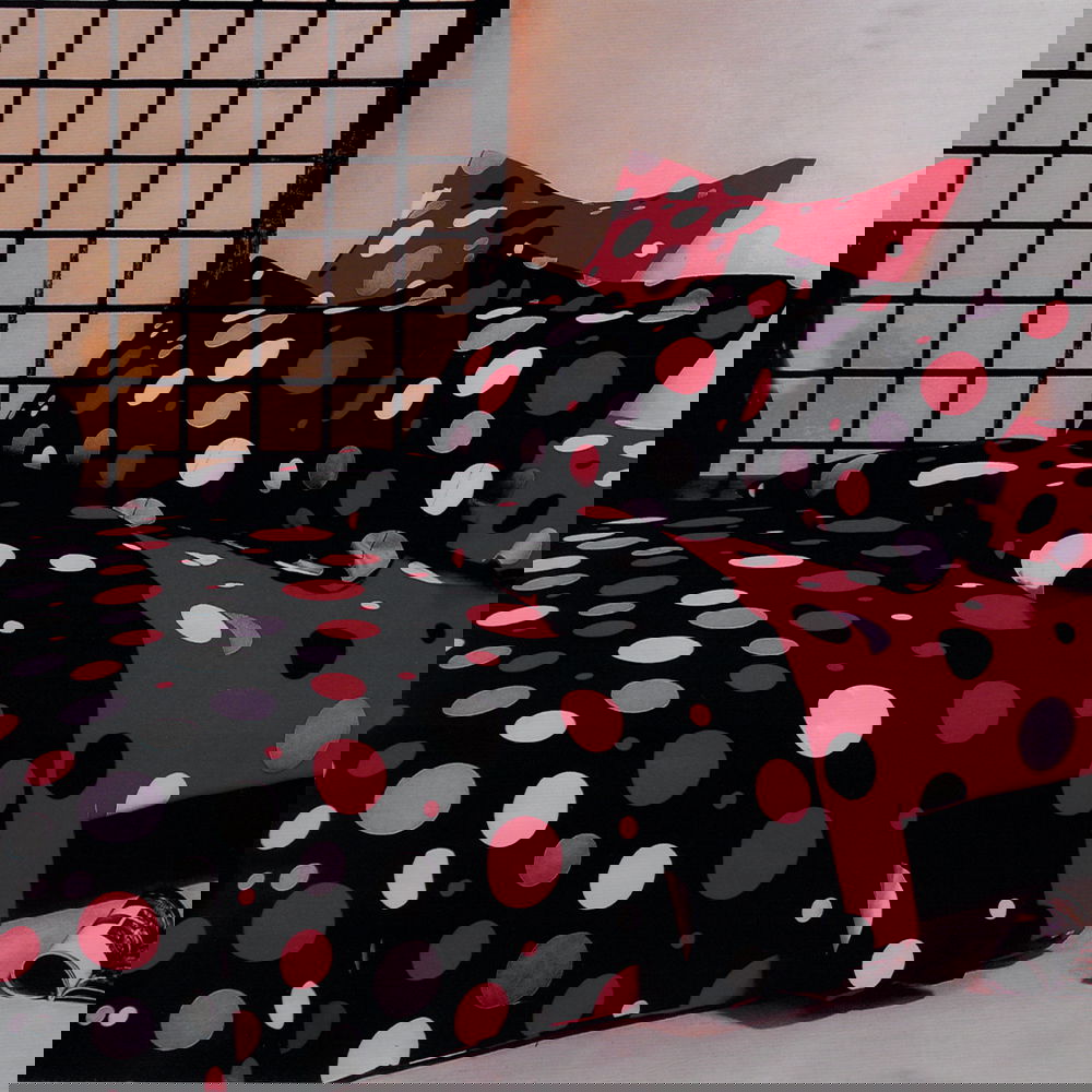 Lenjerie Bumbac Satinat 3D/5D - Buline Colorate- LBDN01017