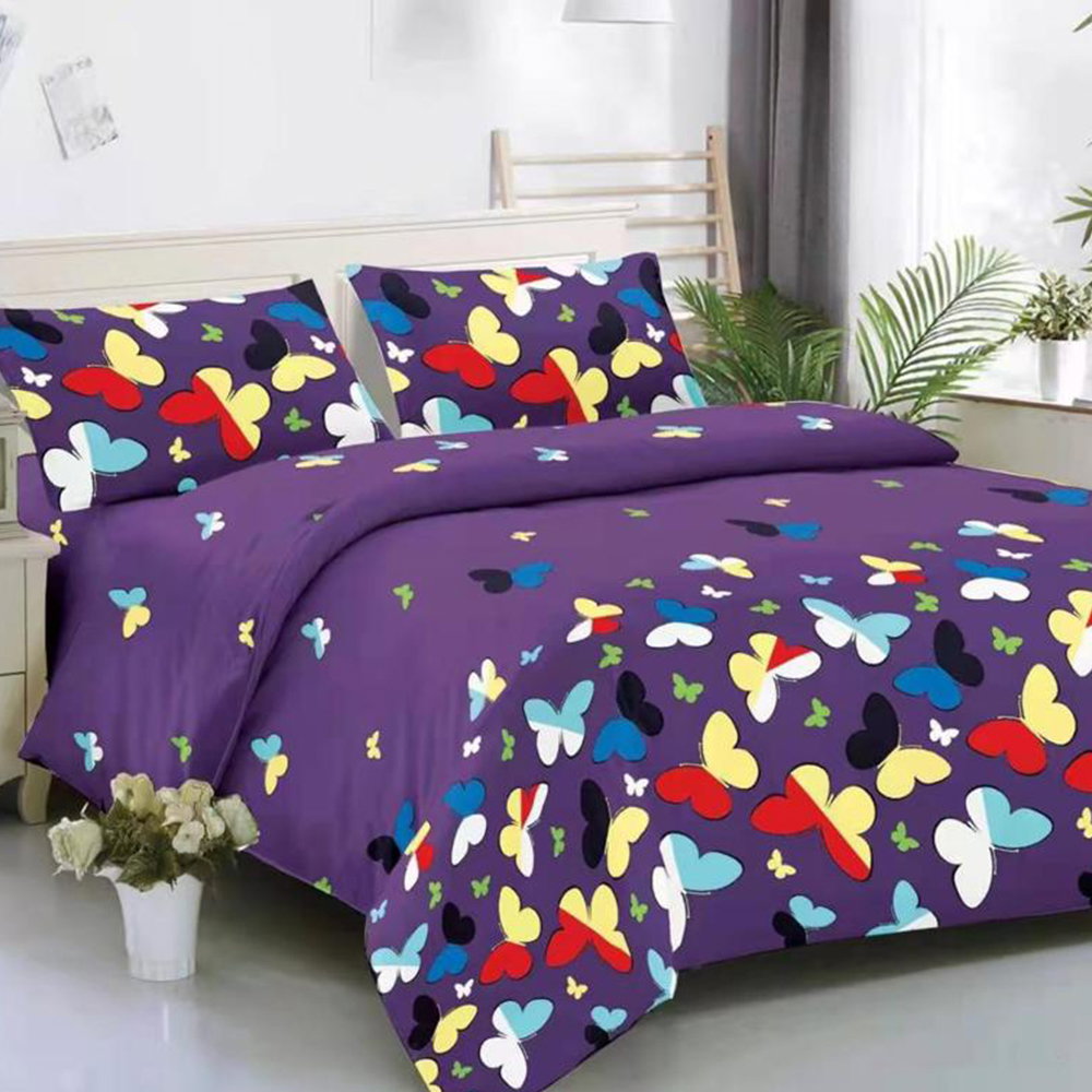 Lenjerie Bumbac Satinat Premium - Fluturi Colorati - LBDP0997
