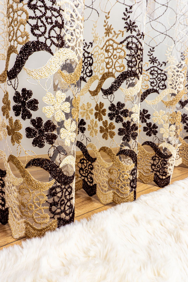 Perdea din Tul Brodata cu Fir Auriu - PERD022A_PLC