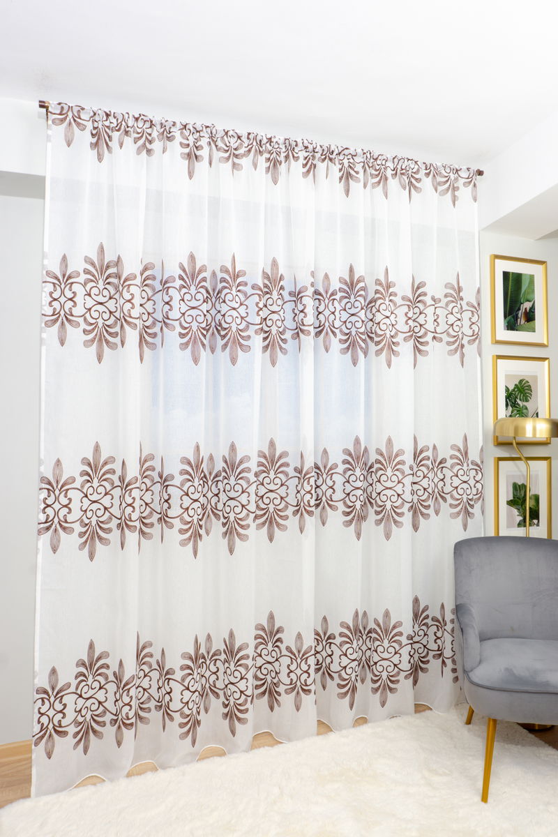 Perdea din In Model Maro 300x245cm cu Rejansa - PERDA538_300x245_D1_17_ATL
