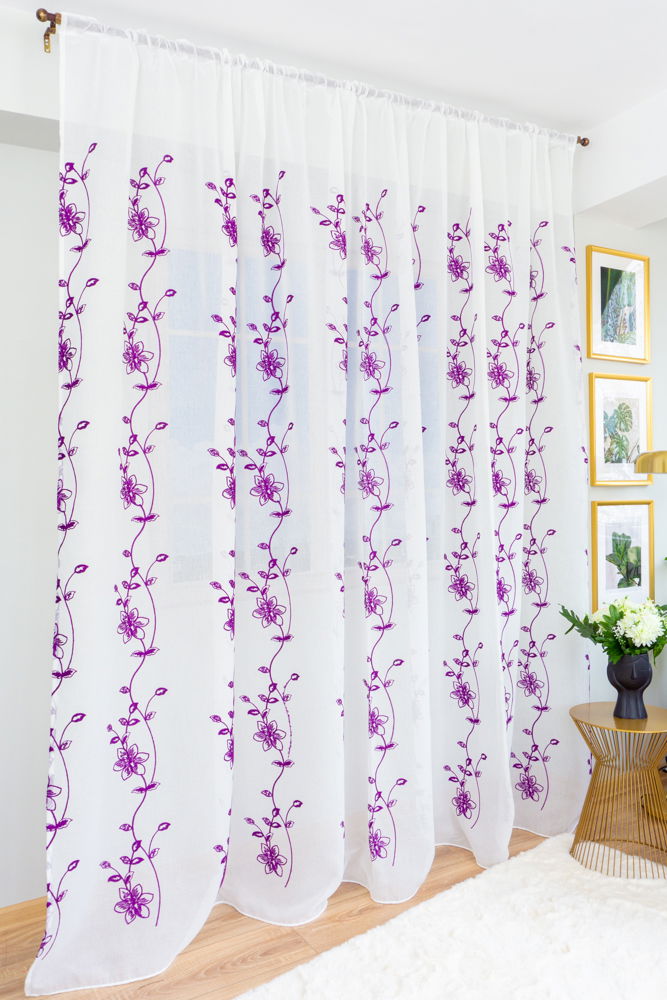 Perdea cu Flori Mov 150x245cm cu Rejansa - PERD030A_150x245_ATL