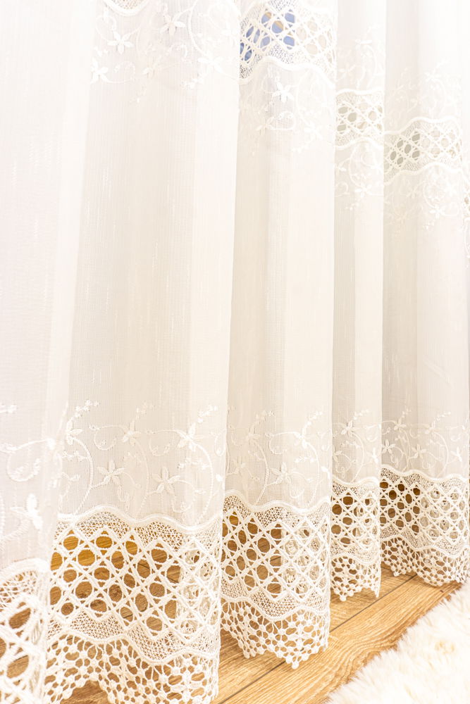 Perdea din In cu Broderie Alba 300x245cm cu Rejansa - PDS011B_300x245_ATL